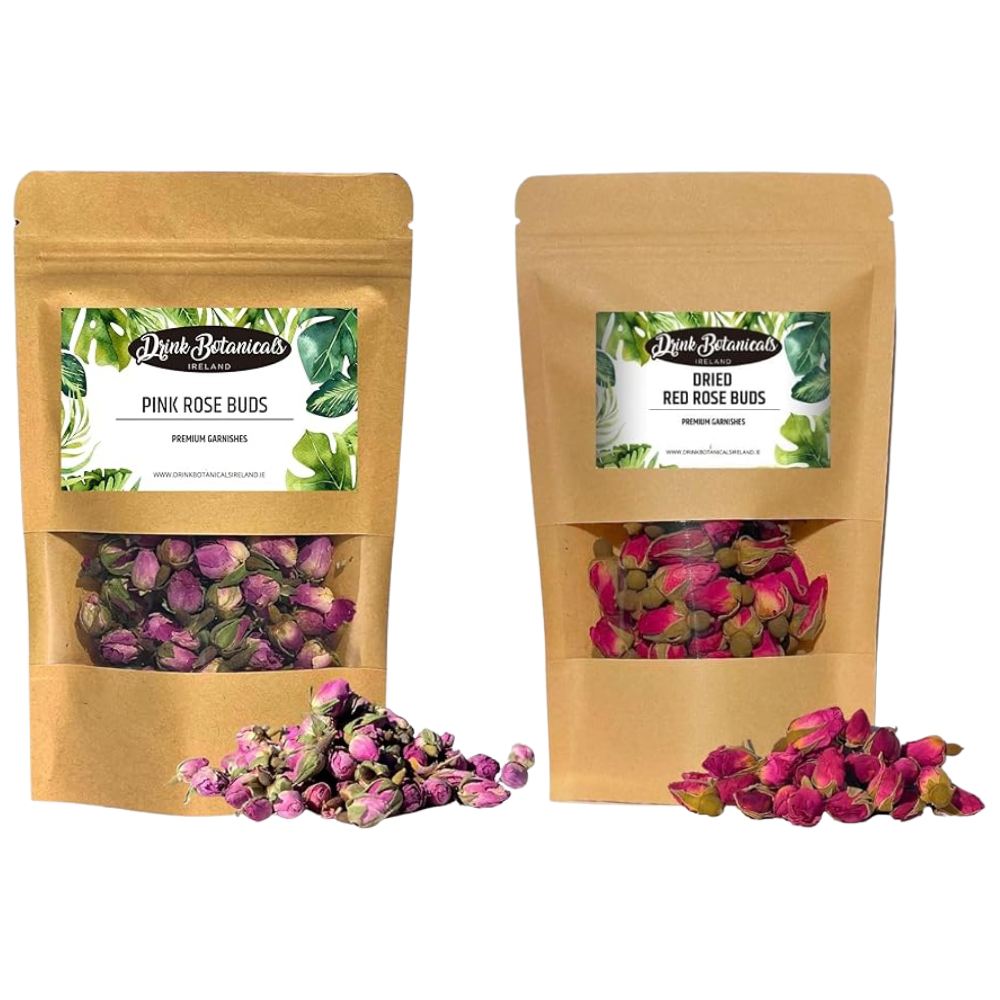 Edible Dried Pink Rose Buds (40G) & Dried Red Rose Buds (40G) Combo Pa ...